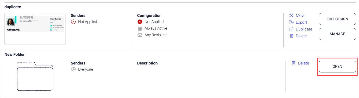 Signatures within Folders – Exclaimer Knowledge Base